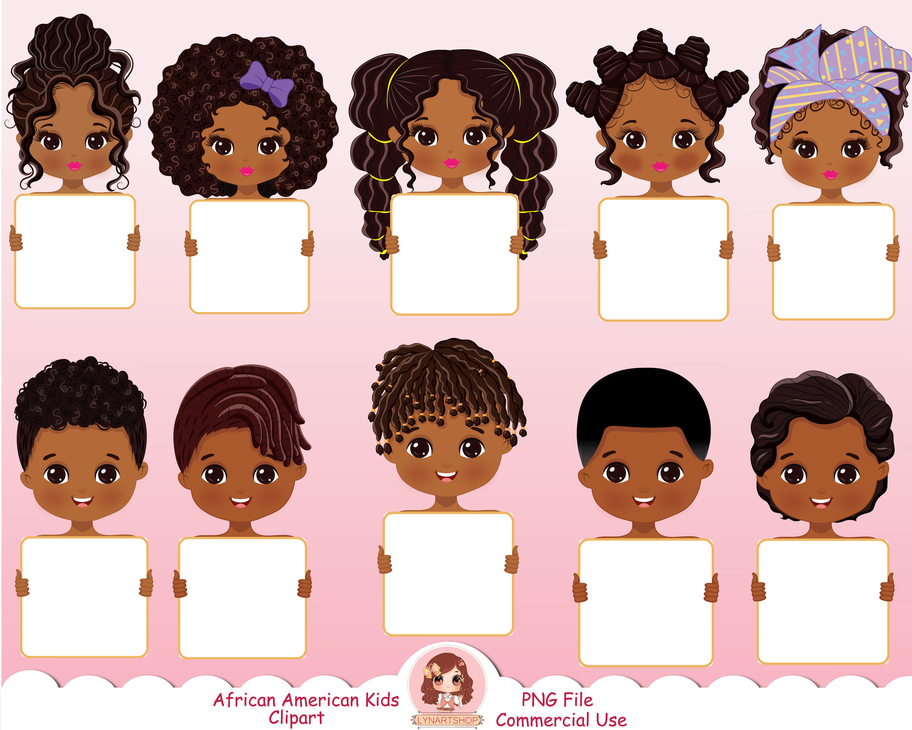 Cute African Americans Kids Holding Board Clipart, Black Kids Clip Art ...