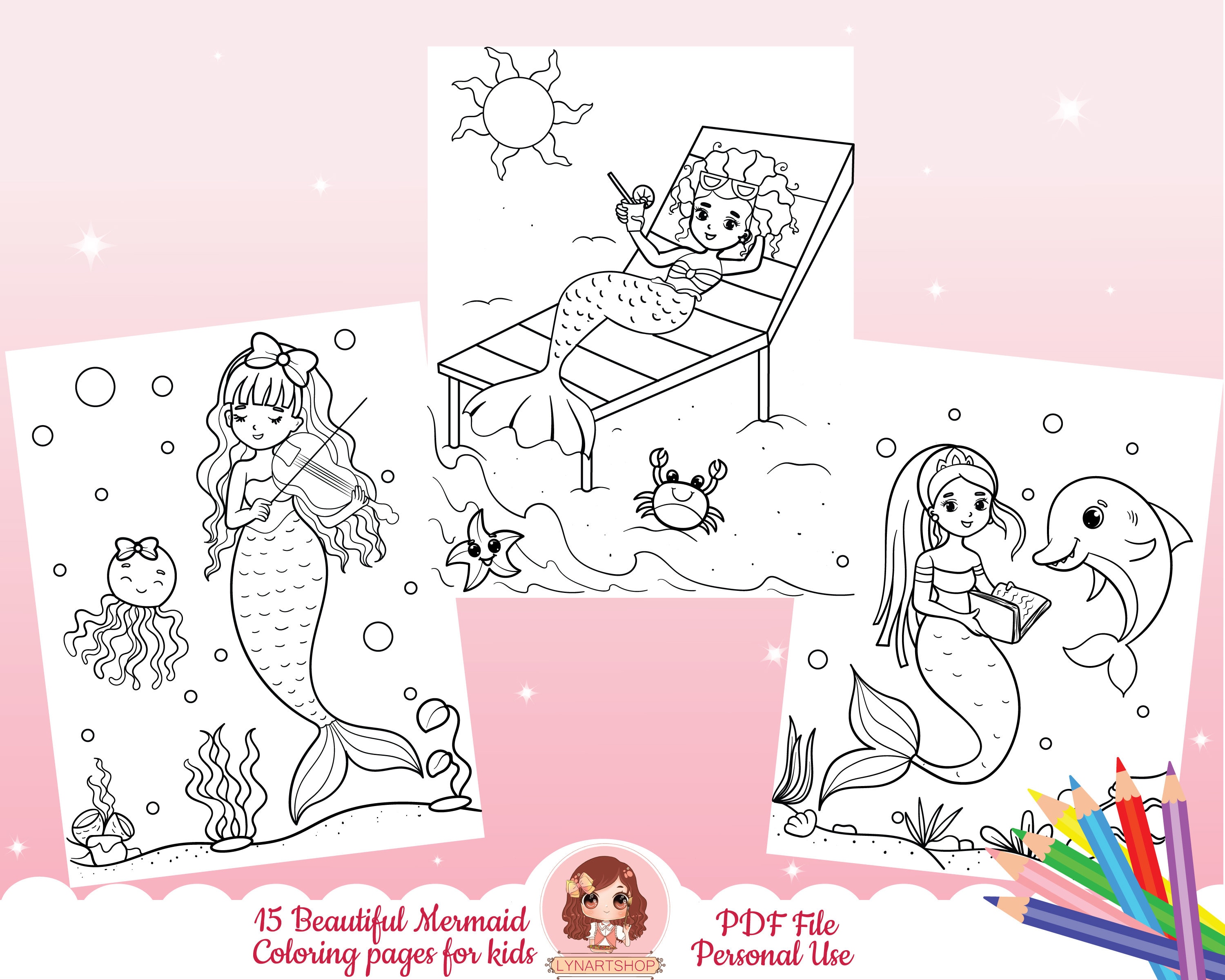 Mermaid Coloring Pages, Summer Theme Coloring Pages, Mermaids Coloring ...