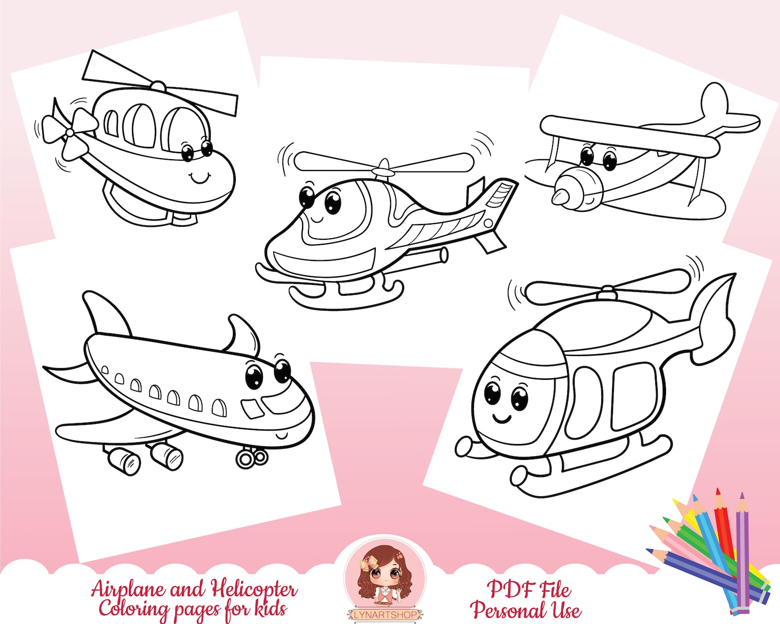 Helicopter and Airplane Coloring Pages for Kids, Coloring Pages for ...