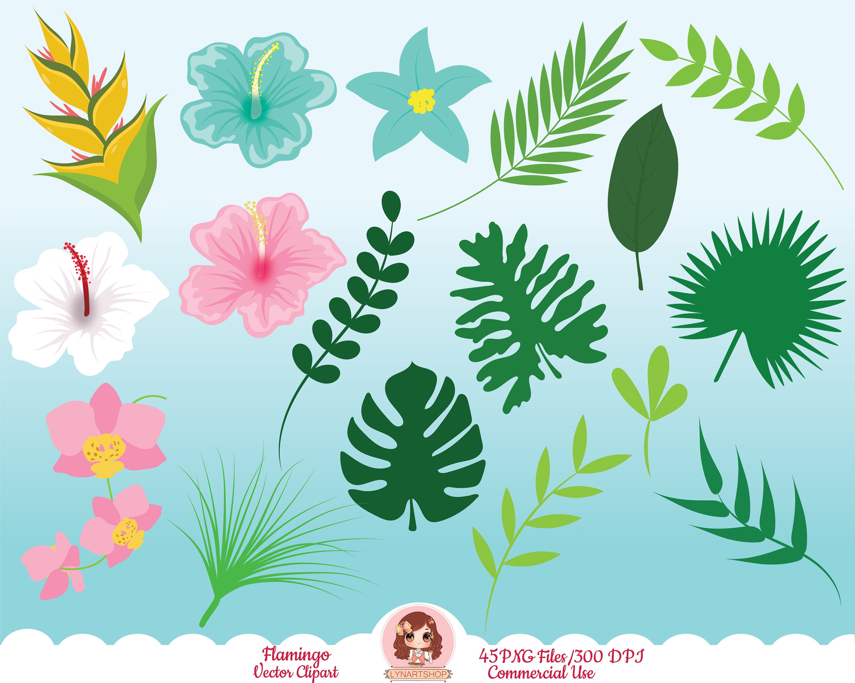 Flamingo Clipart, Pink Flamingos, Tropical Paradise, Summer Theme Clip ...