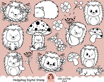 Woodland Animals Coloring Clipart - Etsy