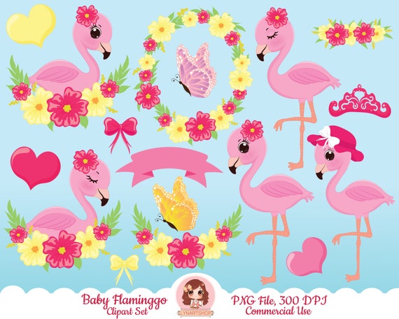 Flamingo clipart baby flamingo clipart cute flamingo clip | Etsy