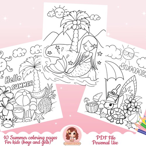Summer Coloring Pages Coloring Pages for Kids Activity Book - Etsy