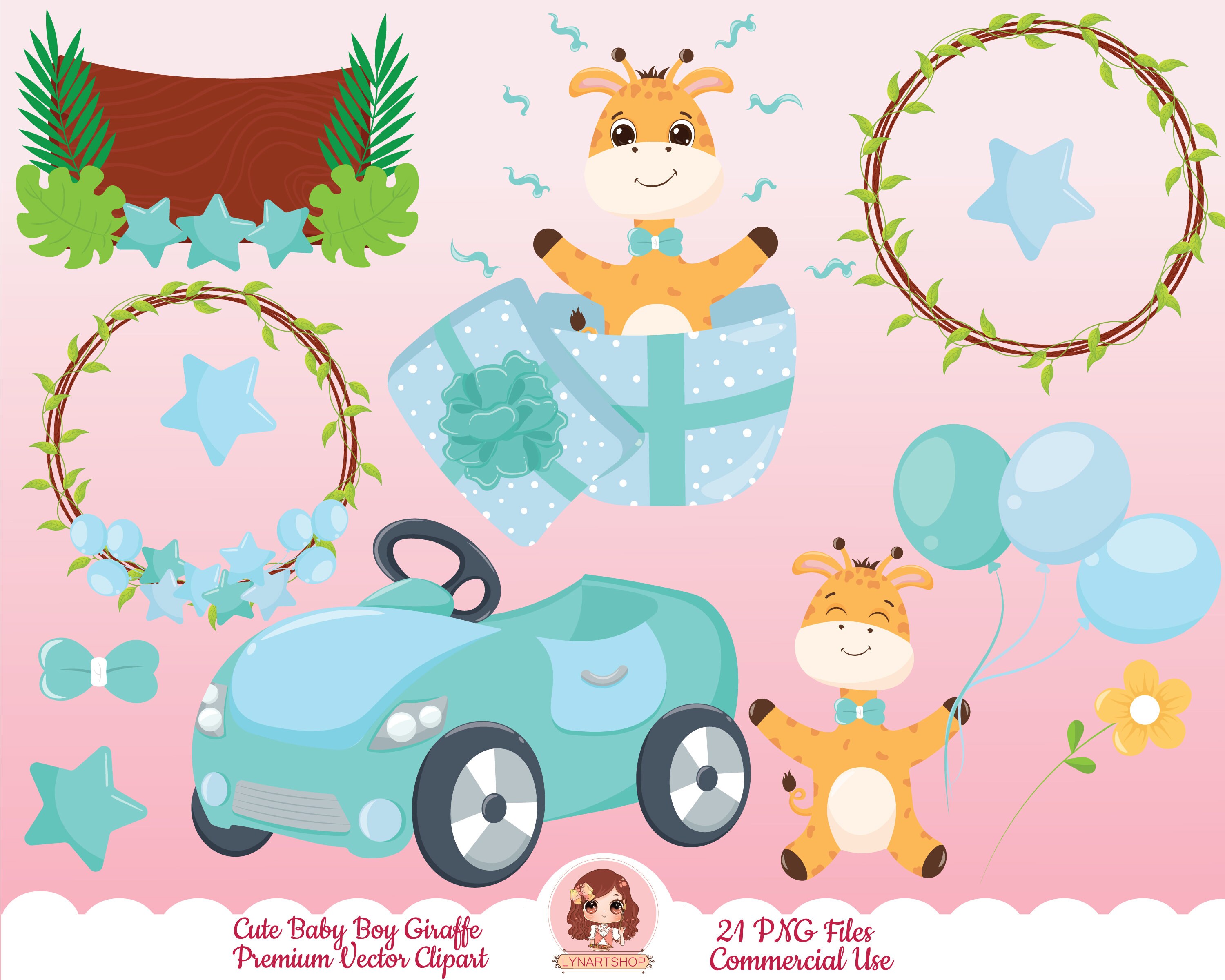 Giraffe clipart cute baby boy giraffe for baby shower | Etsy