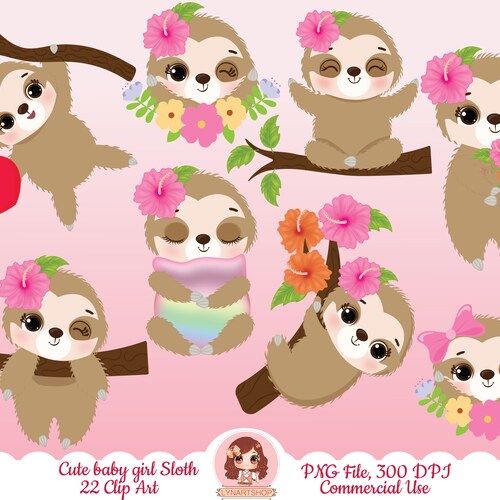 Cute Baby Boy Sloth Clipart PNG Sloths Clip Art Nursery Clip - Etsy