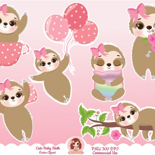 Cute Baby Boy Sloth Clipart PNG Sloths Clip Art Nursery Clip - Etsy