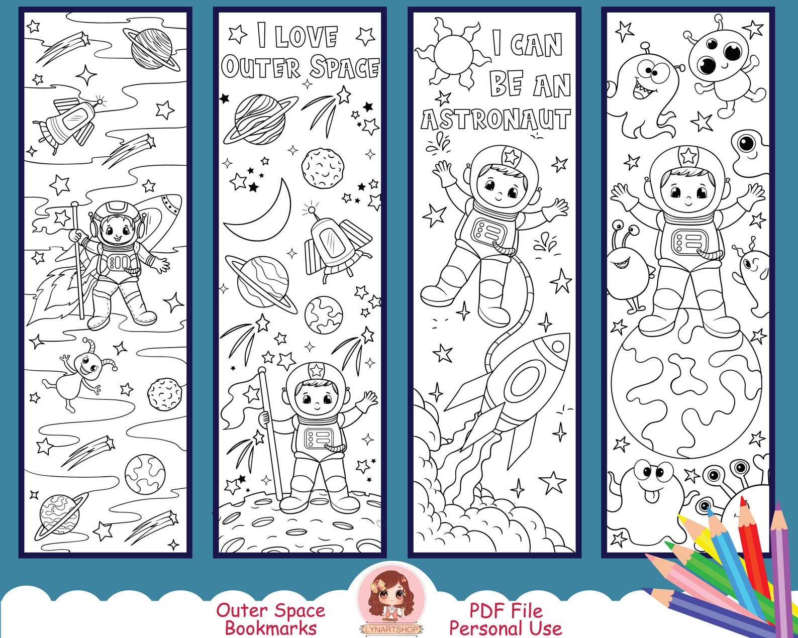 Printable Coloring Bookmarks, Outer Space Coloring Page for Kids ...