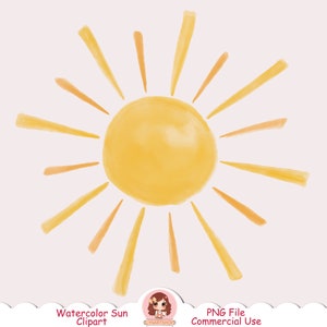 Watercolor Sun Clipart PNG, Cute Sun Clip Art, Happy Sun, Sunshine ...