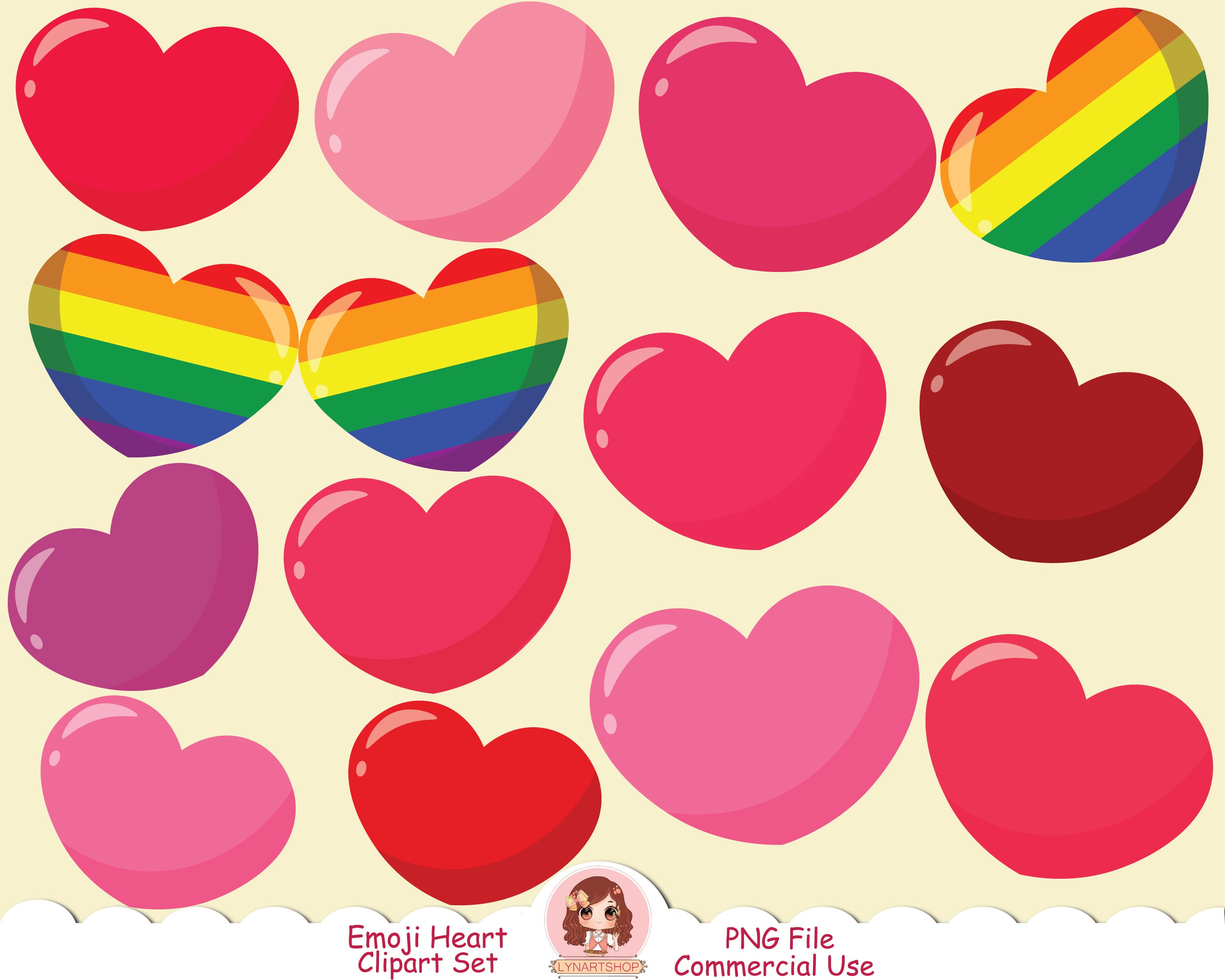 Cute Emoji Heart Vector Clipart PNG, Valentine's Heart Clip Art, Heart ...