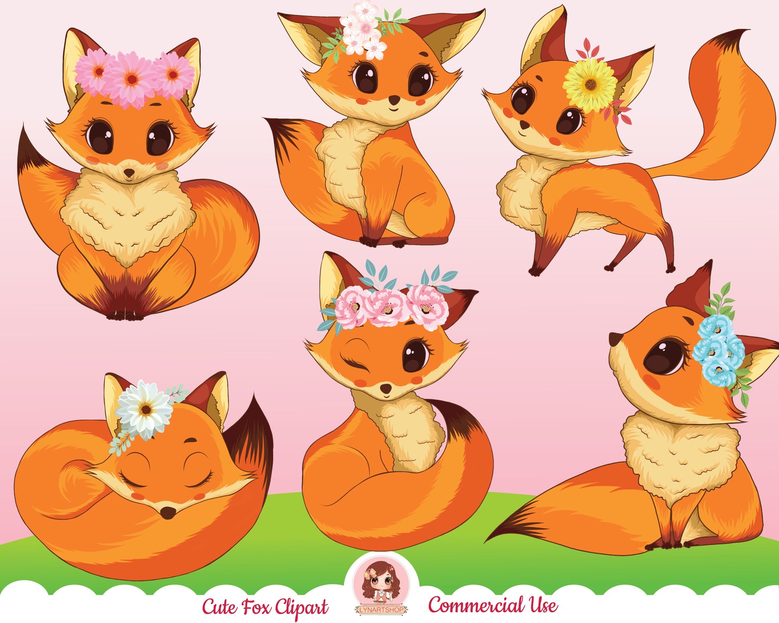 Cute Fox Clipart Fox Clip Art Baby Girl Fox Clipart Cute - Etsy