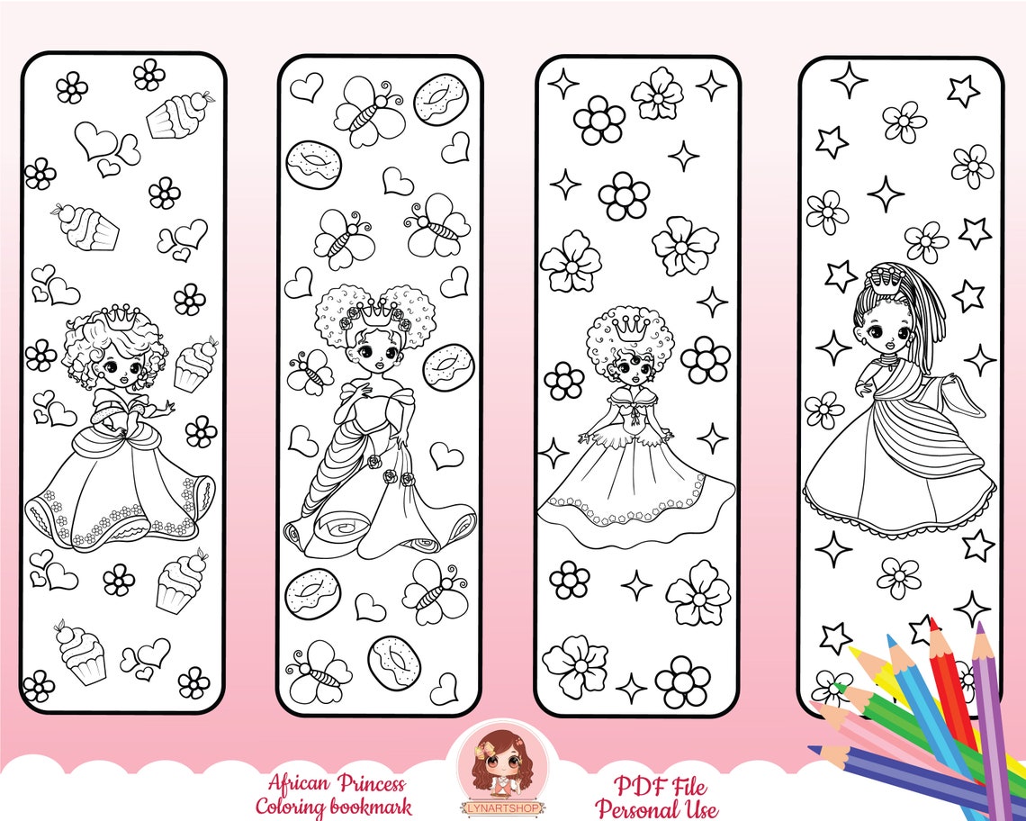 Printable Bookmarks for Kids, Set of 4 Bookmarks Princess Theme ...