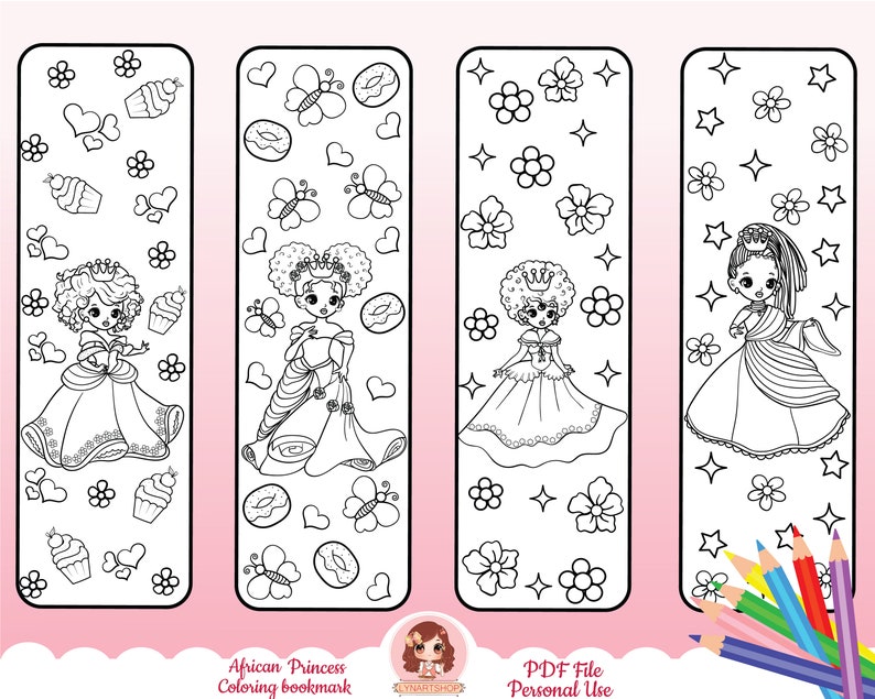 Printable Bookmarks for Kids, Set of 4 Bookmarks Princess Theme ...