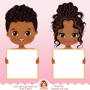 Cute African Americans Kids Holding Board Clipart, Black Kids Clip Art ...