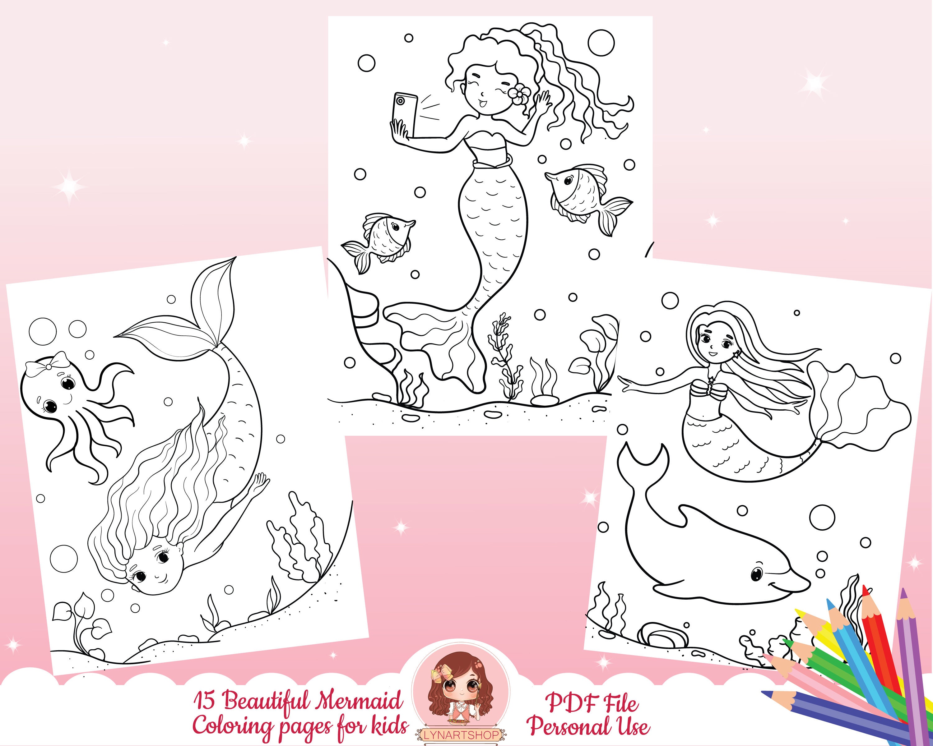 Mermaid Coloring Pages Summer Theme Coloring Pages Mermaids - Etsy
