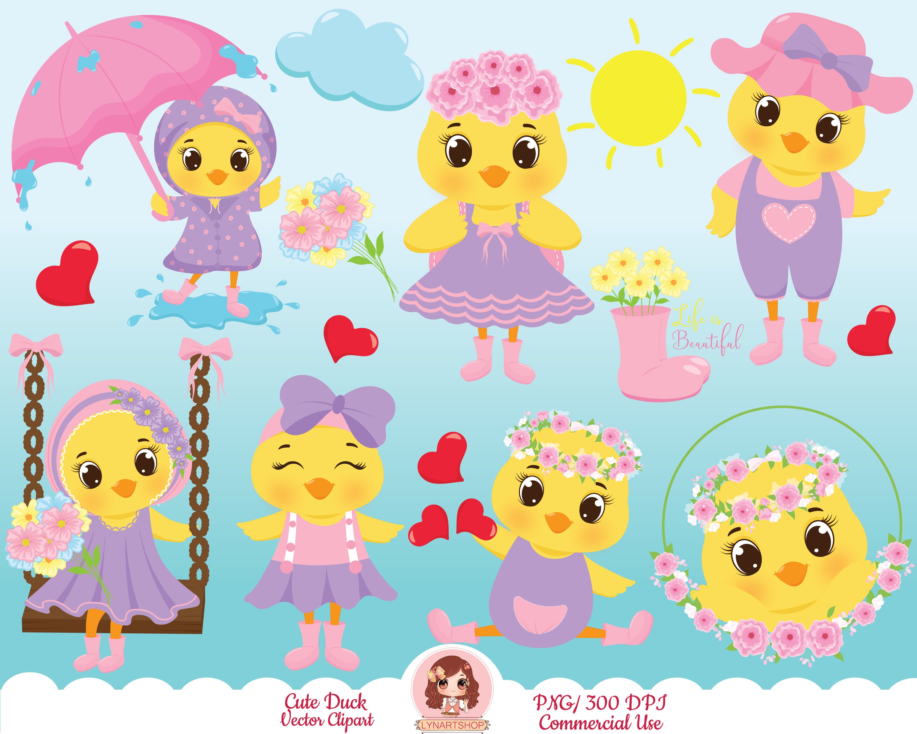 Cute Ducks Clipart PNG, Duckling Clip Art, Rubber Duck Clipart, Duckie ...