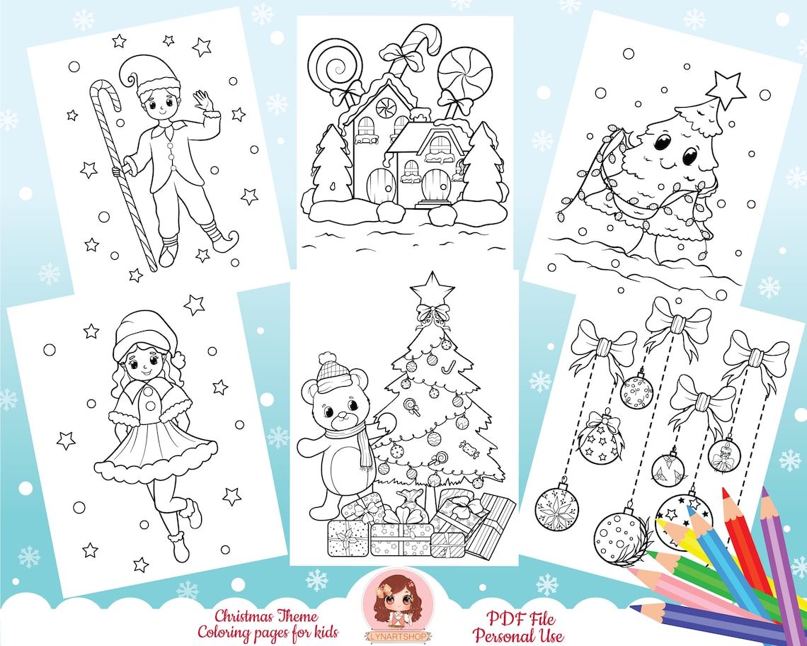 Christmas Coloring Pages for Kids, Printable Coloring Sheets, Winter ...