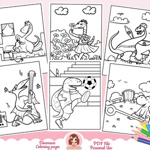 Dinosaurs Coloring Book Pages for Kids, Dragon, Cute Animals, Jungle ...