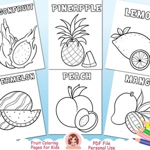 Fruit Coloring Pages for Kids, Fruits, Tropical, Activity Sheets for ...