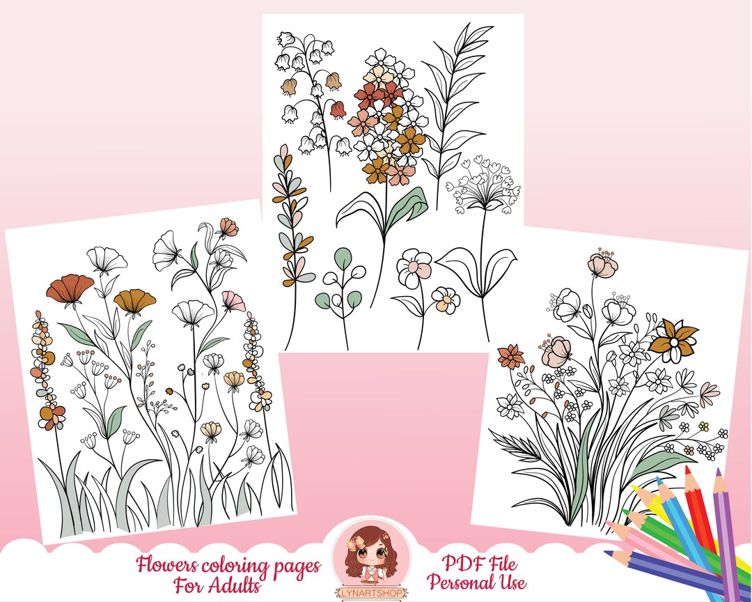 Flowers Coloring Pages, Botanical Coloring Pages, Printable Adult ...