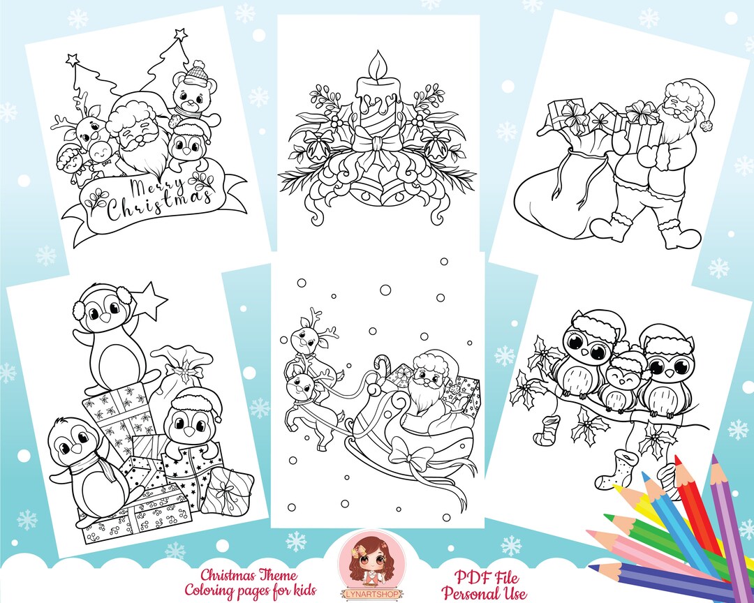 Christmas Coloring Pages for Kids, Printable Coloring Sheets, Winter ...