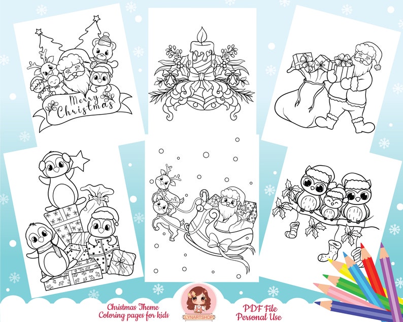 Christmas Coloring Pages for Kids, Printable Coloring Sheets, Winter ...