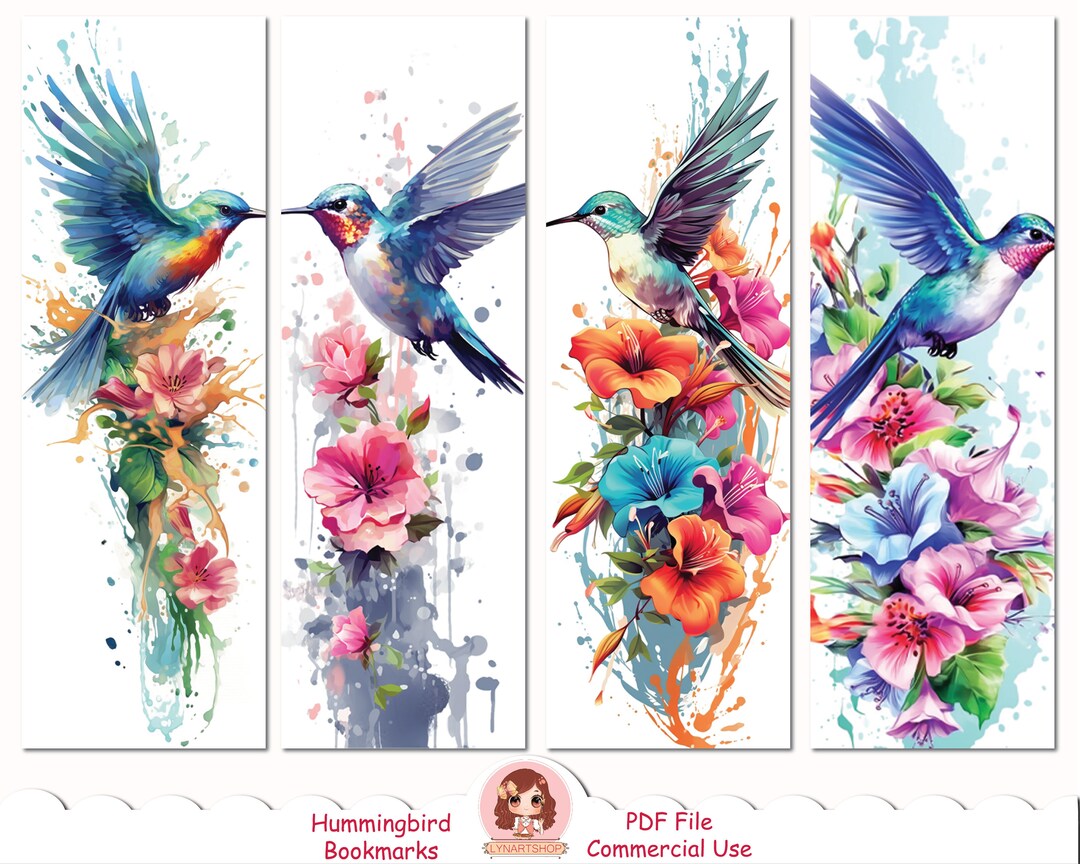 Printable Watercolor Hummingbird Bookmark for Kids and Adults, American ...