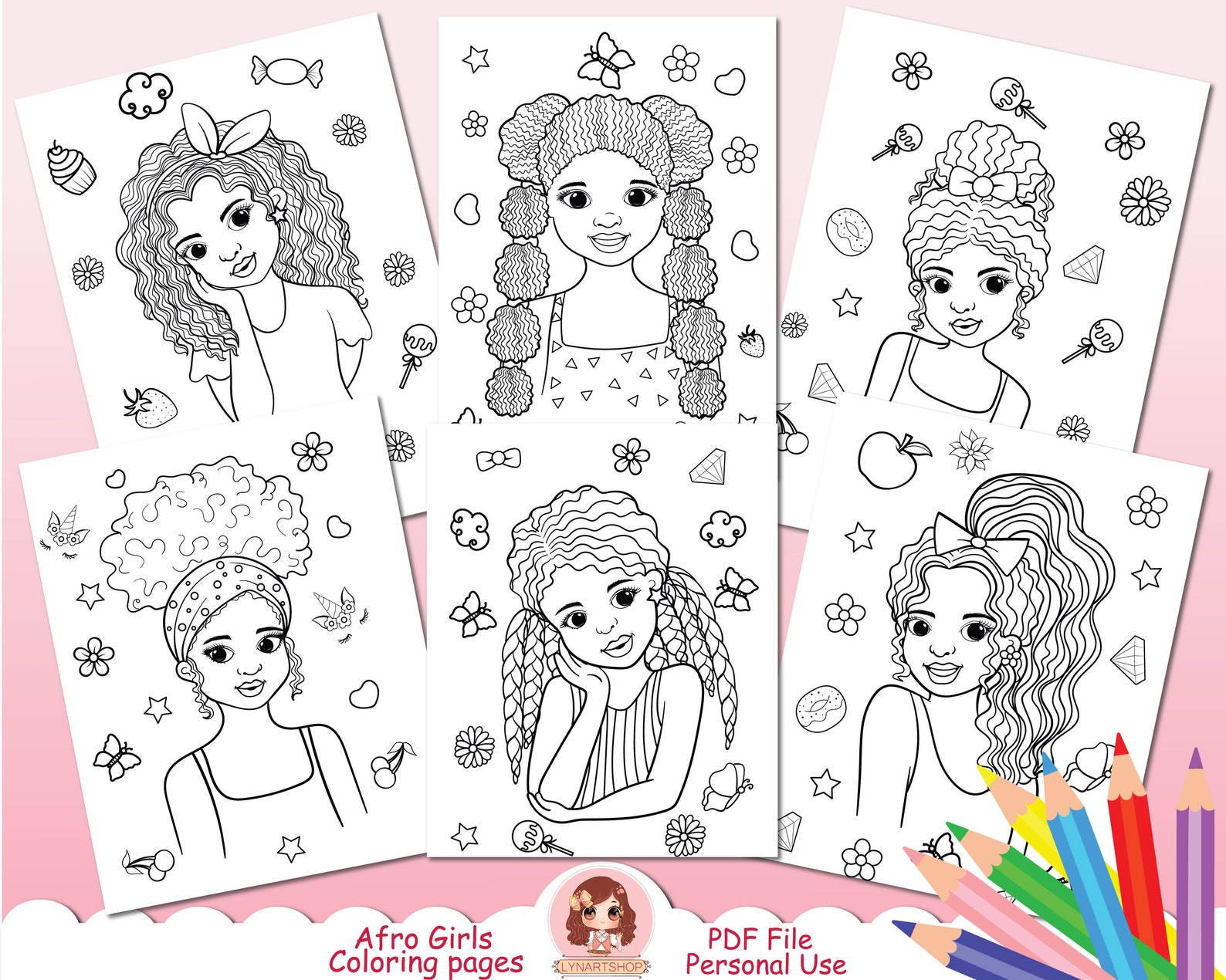 Cute African Girls Coloring Pages, Afro Girls, Black Girls Coloring ...
