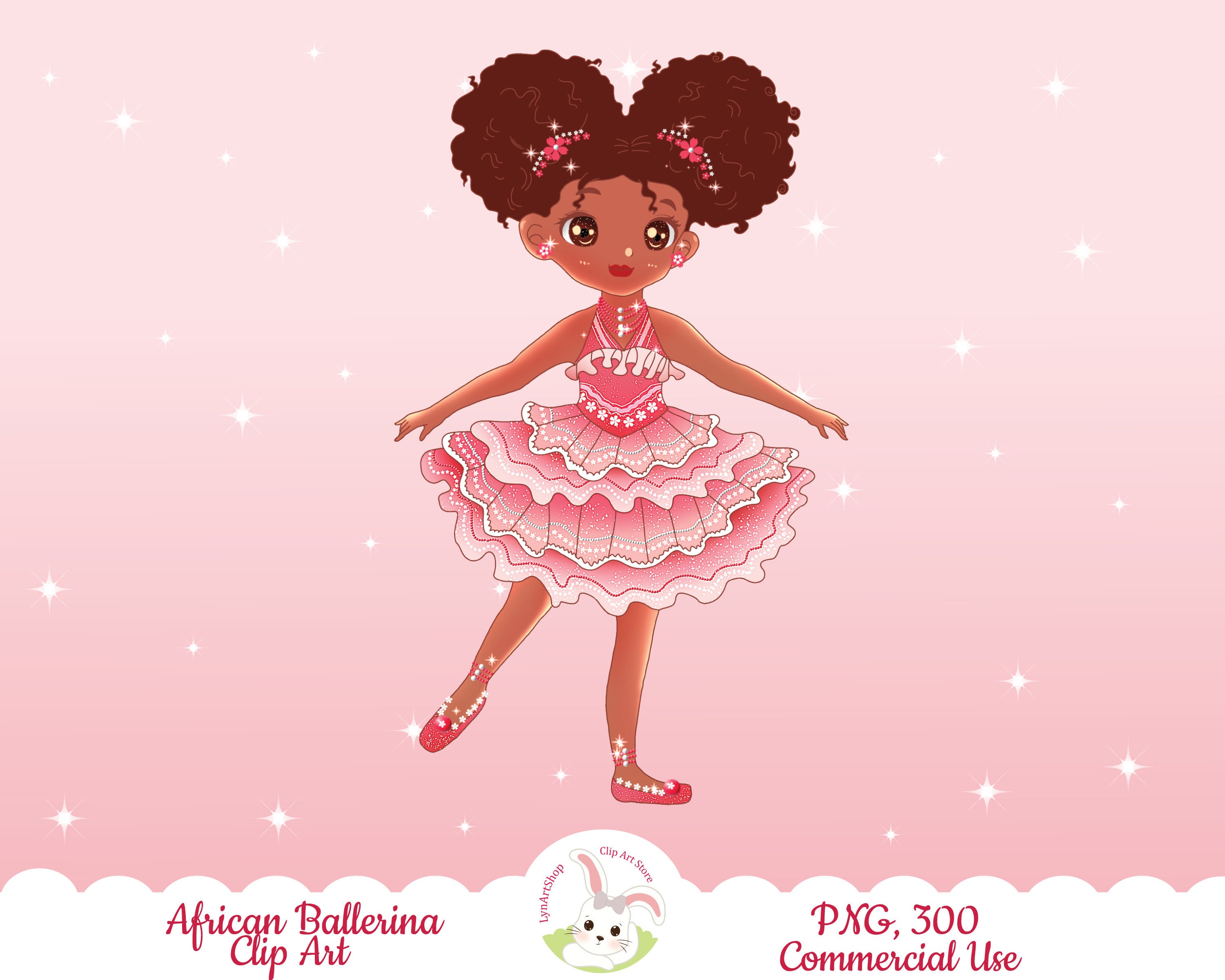 African Ballerina Clipart, Ballerina Clip Art, Cute Black Ballerina ...