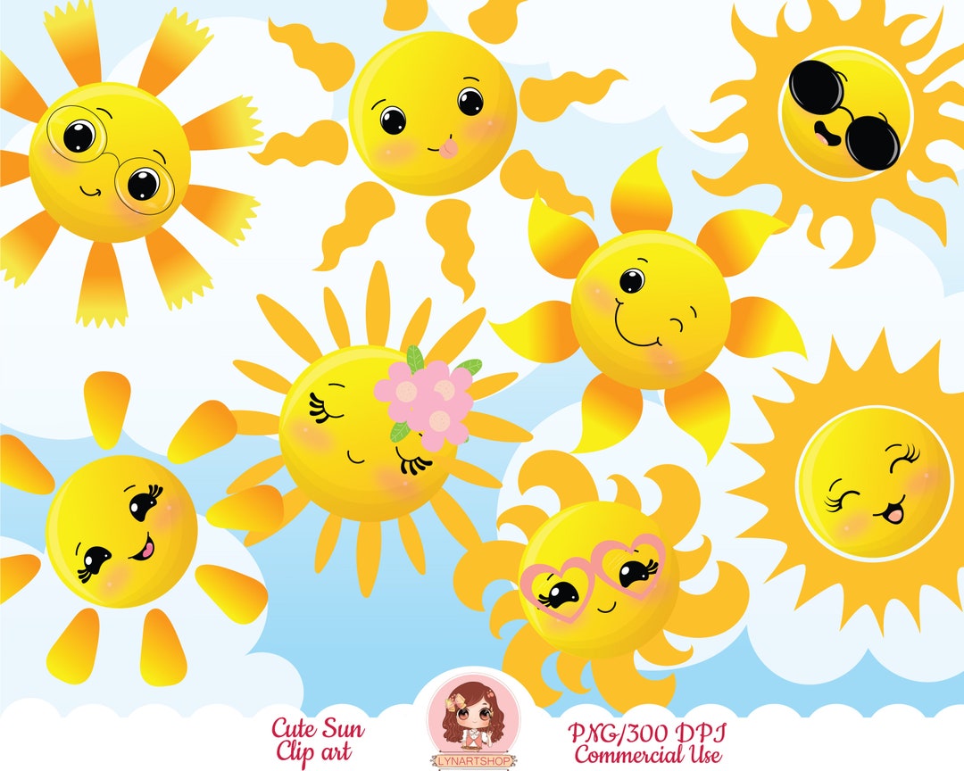 Happy Sun Clipart, Cute Sun, Cute Sun Clip Art, Sunshine Clipart, Cute ...