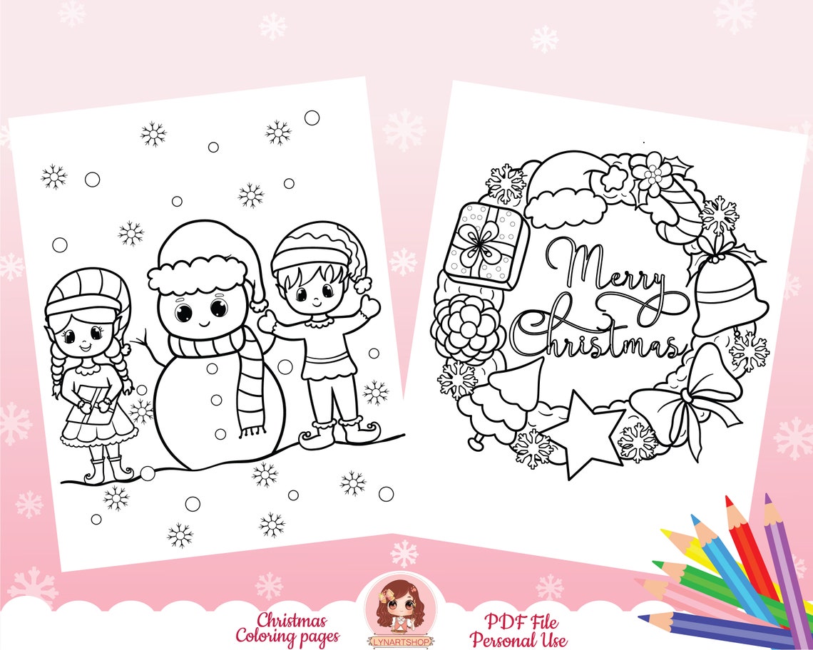 Christmas Coloring Pages for Kids, Printable Coloring Sheets, Winter ...