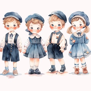 Cute Watercolor Students Clipart PNG, Kids Clip Art, Nursery Theme ...