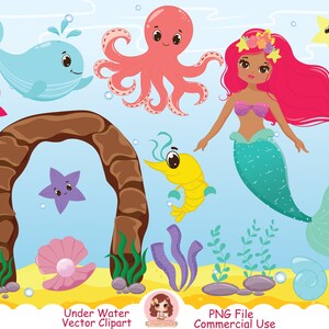 Underwater Clipart, Under the Sea Animals, Cute Sea Creatures, Cute ...