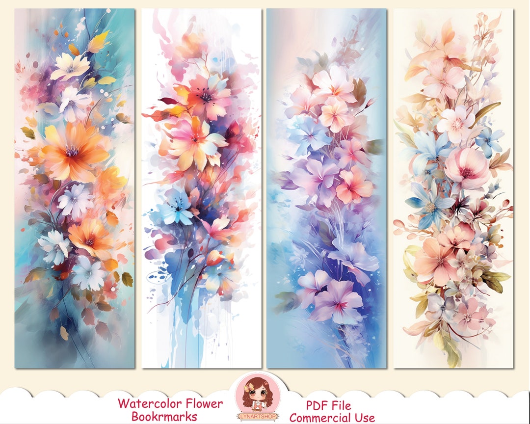 Printable Watercolor Flower Bookmark for Kids and Adults, Floral ...