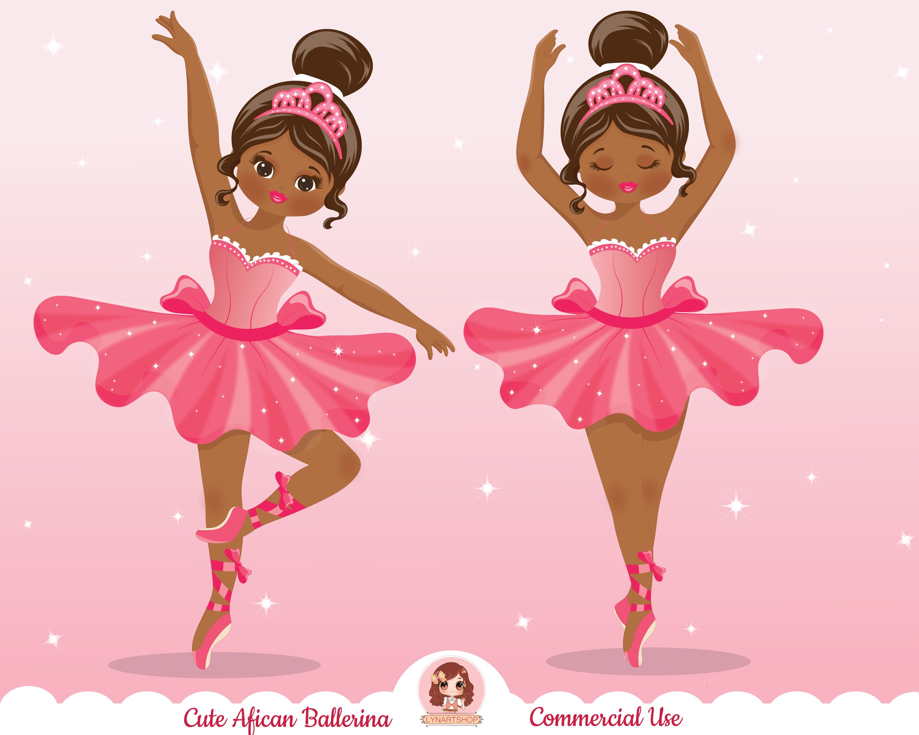 African Ballerina Clipart, Ballerina Clip Art, Cute Black Ballerina ...