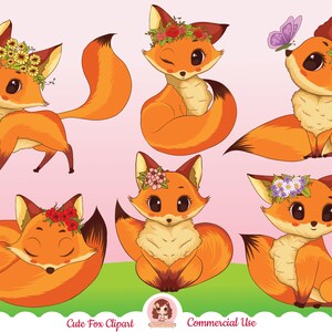 Cute Fox Clipart, Fox Clip Art, Baby Girl Fox Clipart, Cute Foxes ...
