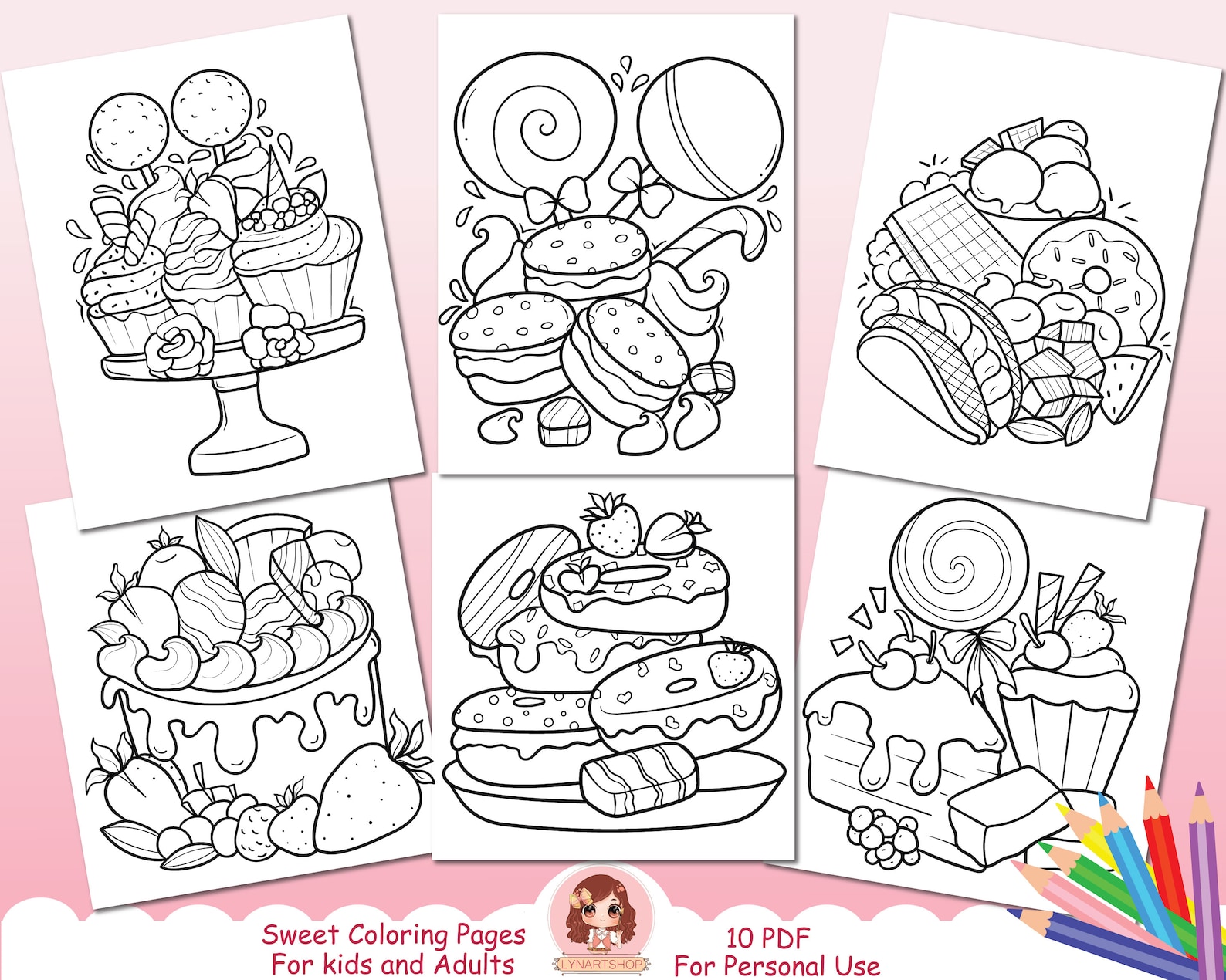 Sweet Coloring Pages Printable Coloring Pages for Kids and - Etsy