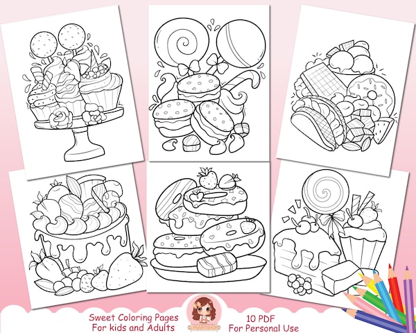 Sweet Coloring Pages Printable Coloring Pages for Kids and - Etsy Canada