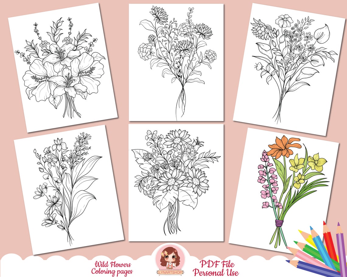 Flowers Coloring Pages Botanical Coloring Pages Printable - Etsy