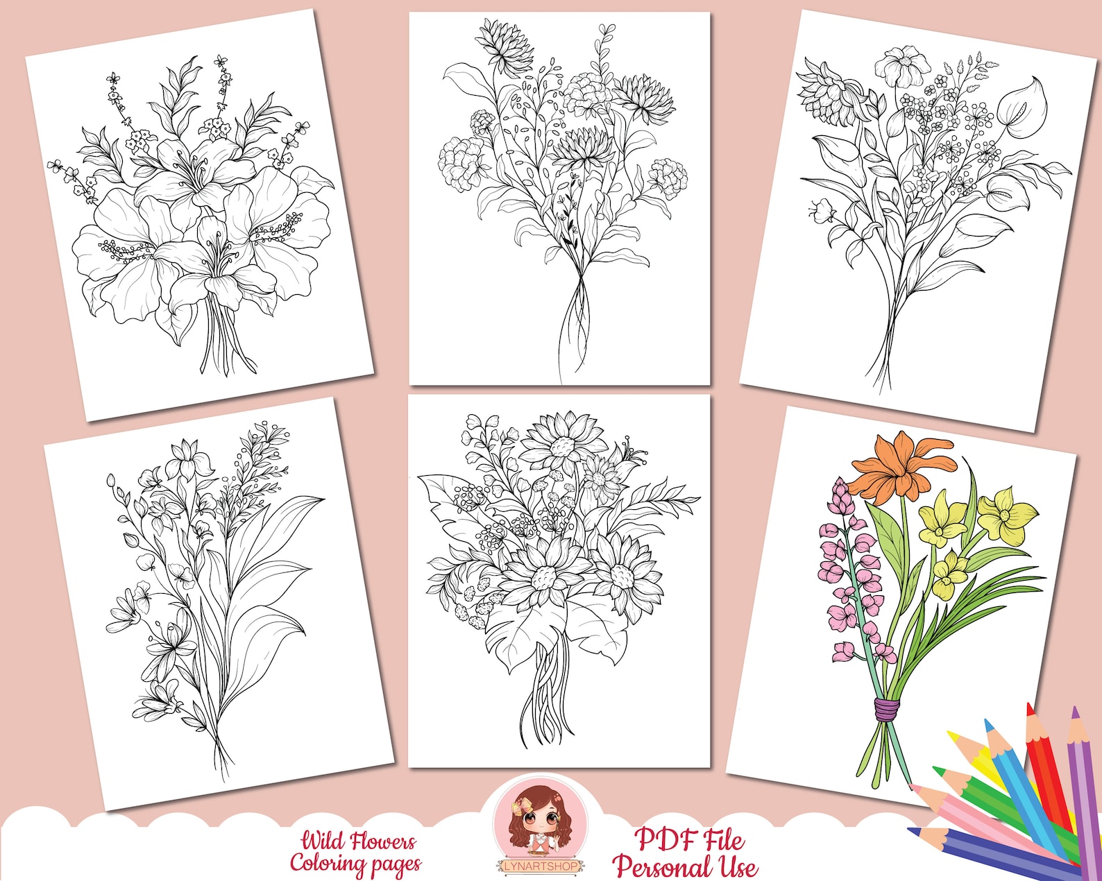 Flowers Coloring Pages Botanical Coloring Pages Printable - Etsy