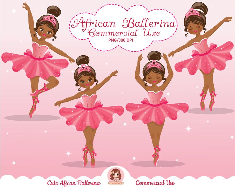 African Ballerina Clipart, Ballerina Clip Art, Cute Black Ballerina ...