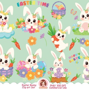 Cute Easter Bunny Clipart PNG, Cute Spring Clipart, Easter Egg Clip Art ...
