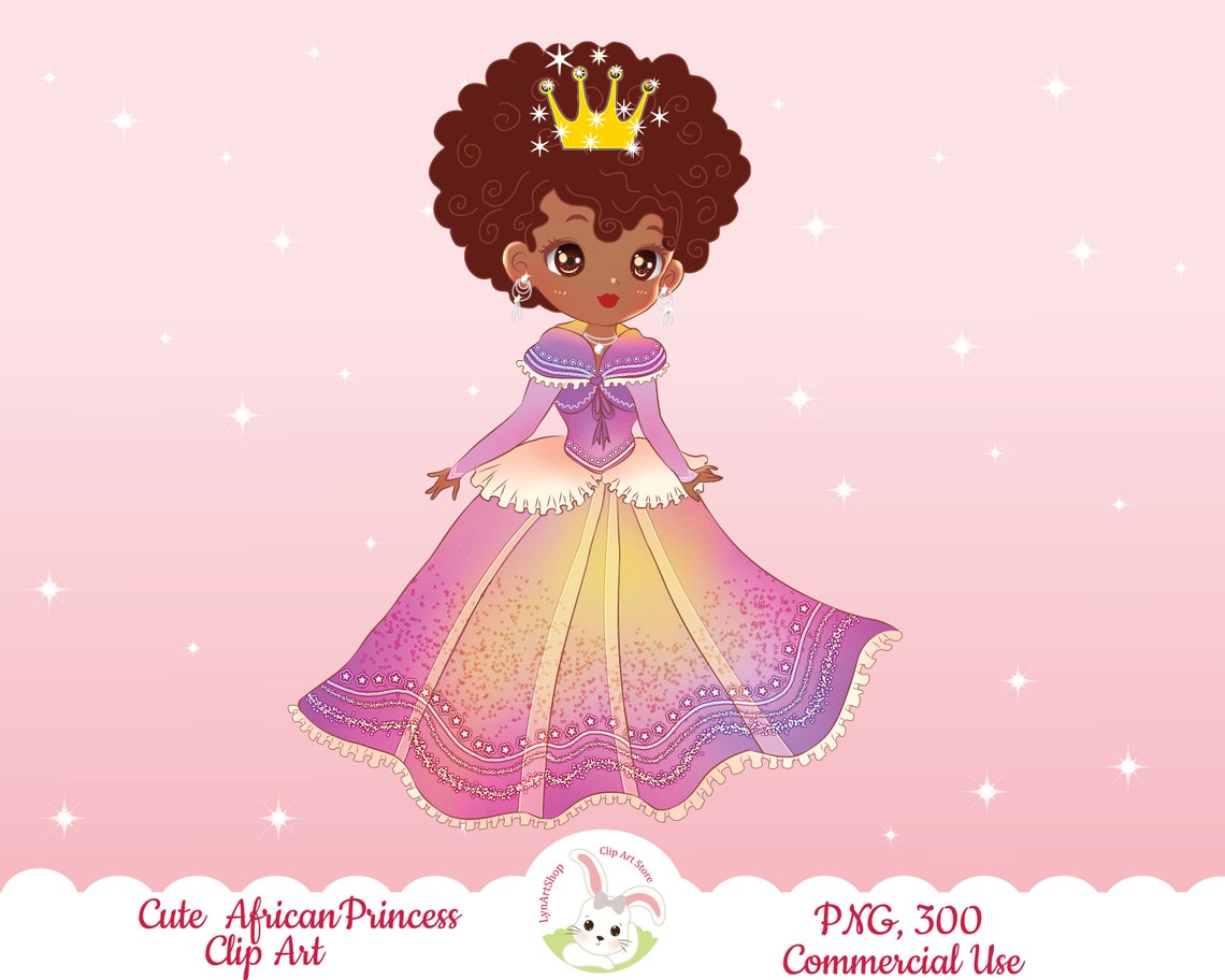 Cute African Princess, Cute Black Princess Clipart, Princess Clipart ...