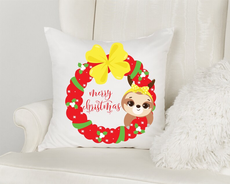 Cute Christmas Sloths Clipart, Sloth Christmas, Holiday Sloths, Santa ...