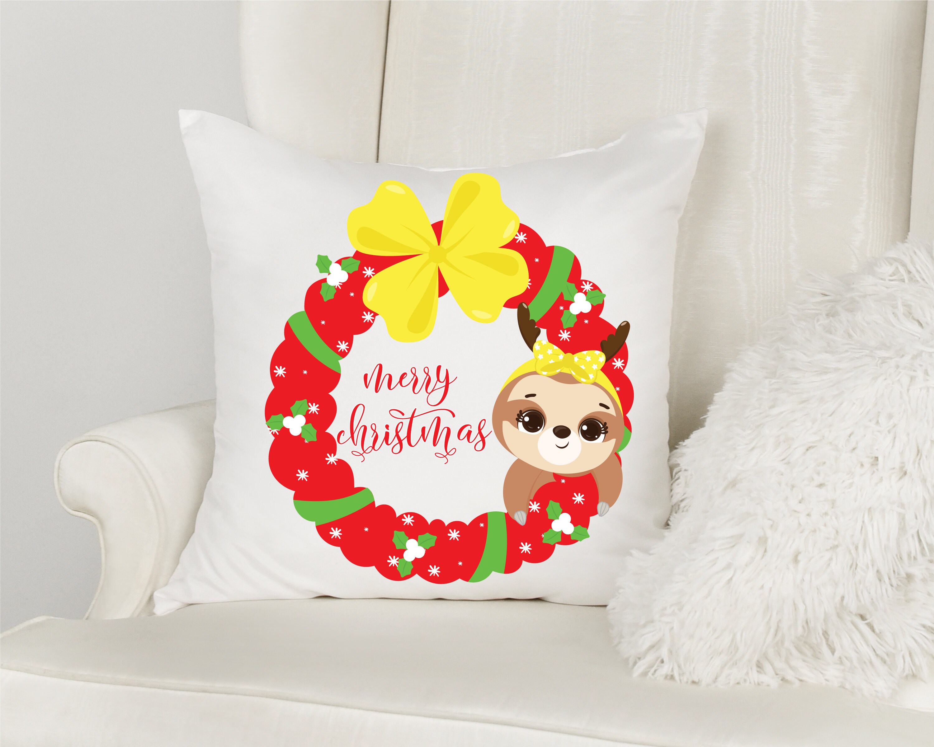 Cute Christmas Sloths Clipart, Sloth Christmas, Holiday Sloths, Santa ...