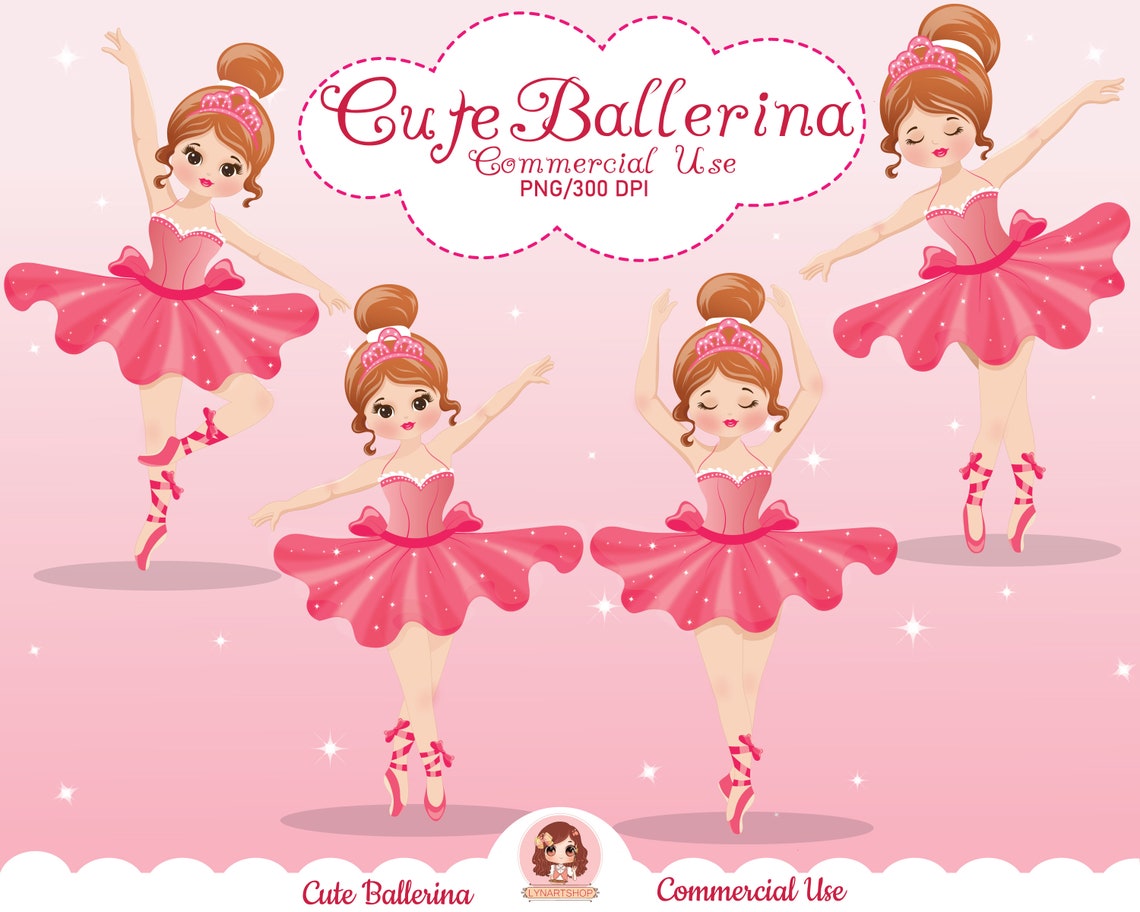 Cute Ballerina Clipart Ballerina Clip Art Ballerina in Pink - Etsy