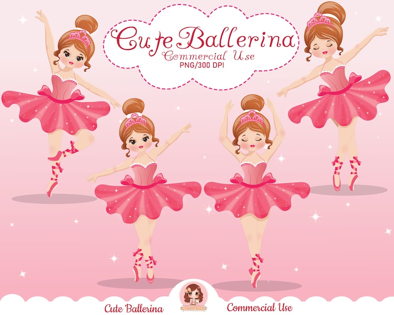 Cute Ballerina Clipart, Ballerina Clip Art, Ballerina in Pink Tutu ...