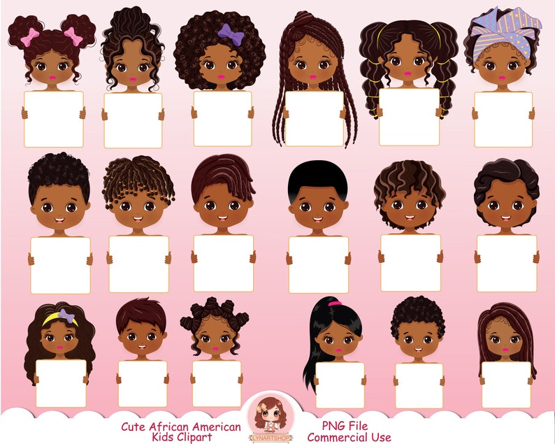 Cute African Americans Kids Holding Board Clipart, Black Kids Clip Art ...