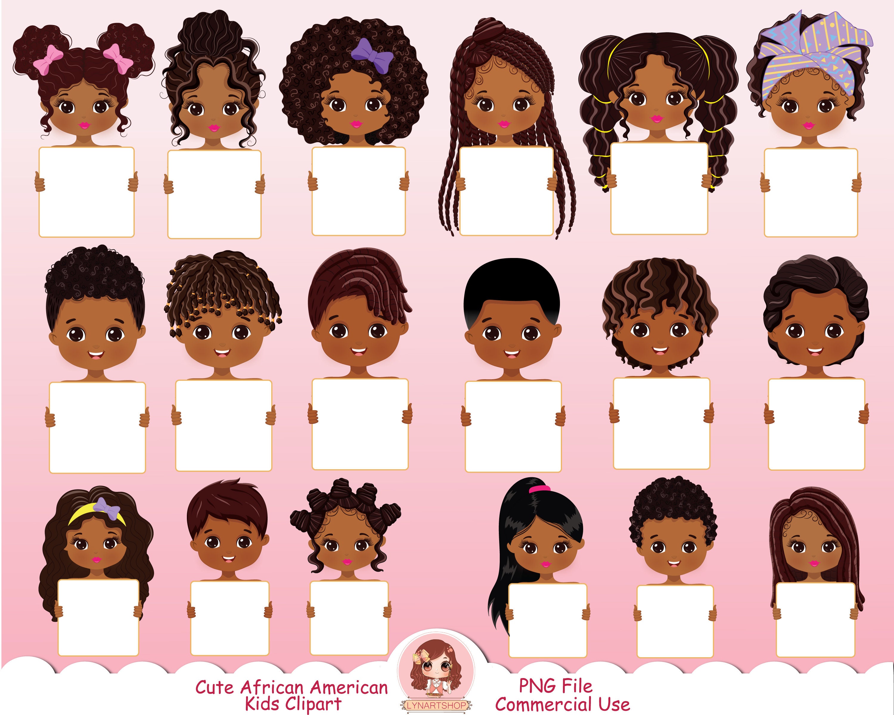 Cute African Americans Kids Holding Board Clipart, Black Kids Clip Art ...