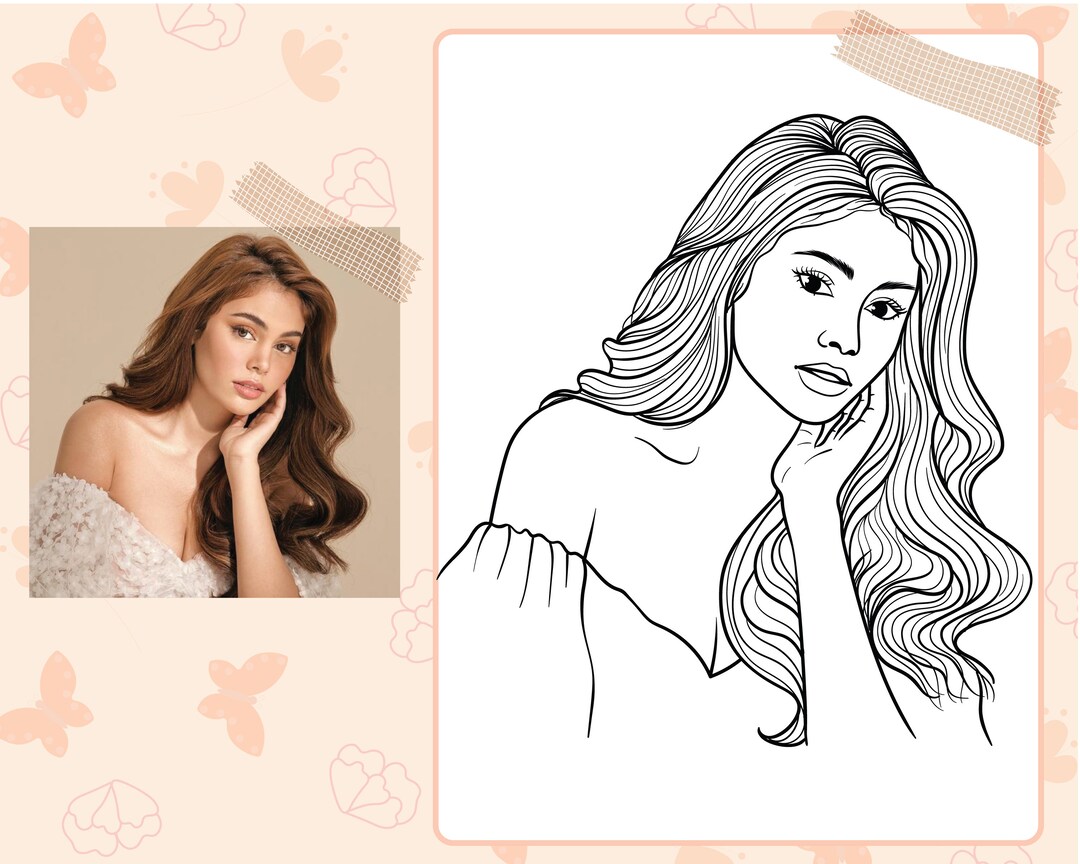 2 Customized Photo Coloring Pages, Personalized Coloring Page, Coloring ...