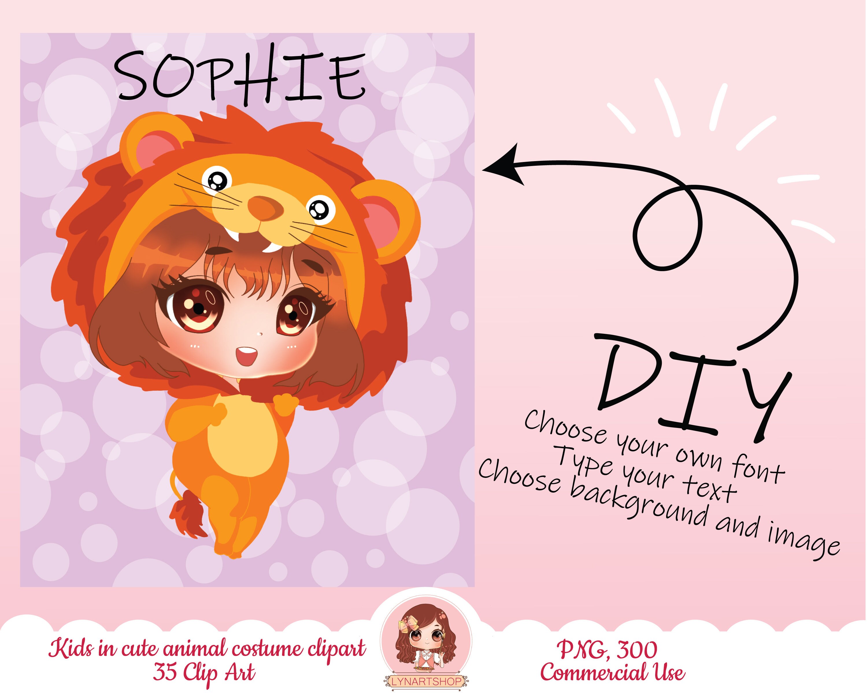 Kinder in süßen Tierkostümen süße Chibi Kinder mit Kostümen - Etsy.de